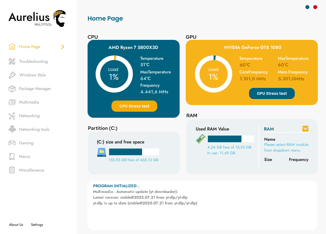 Aurelius Multitool - The Ultimate Windows PC Companion